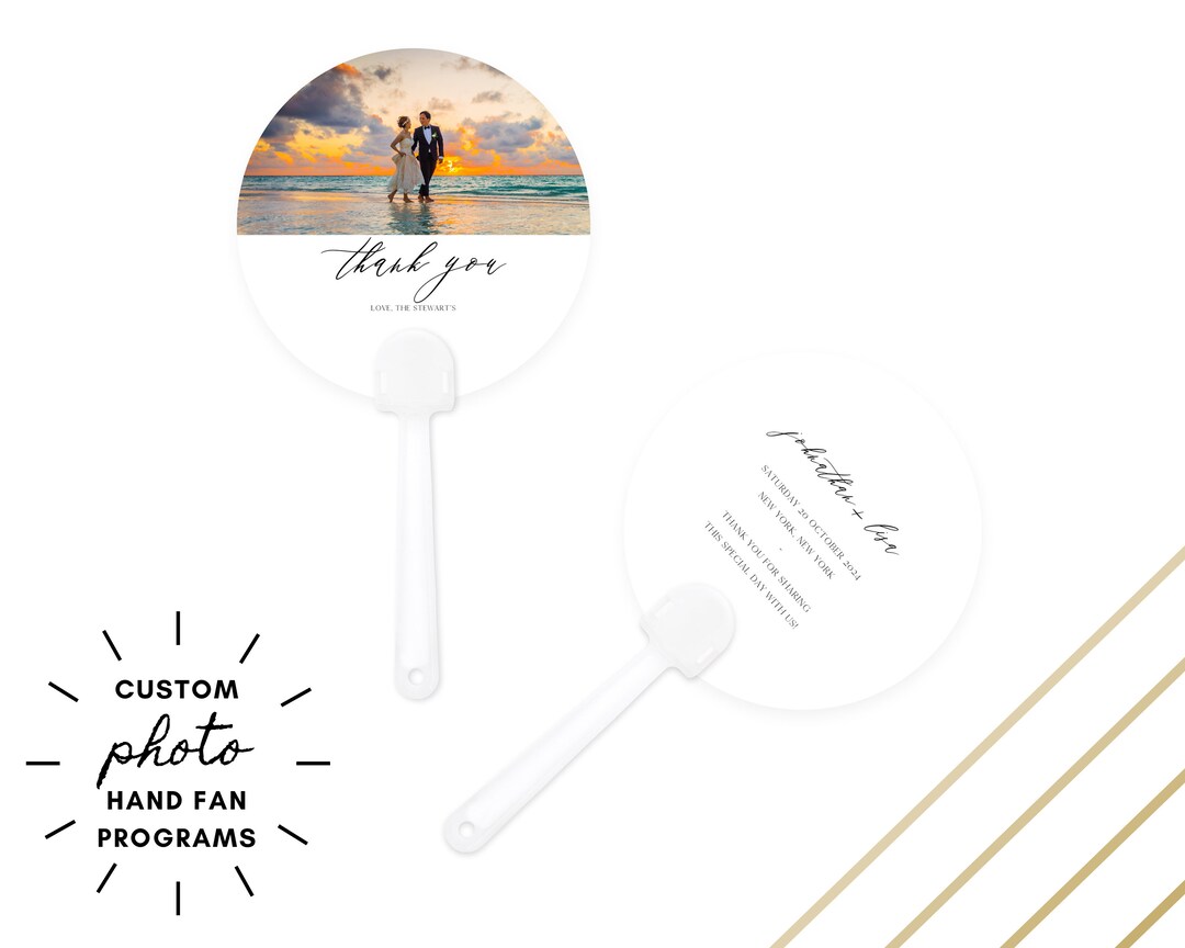 Personalized Photo Printed Paddle Fan - Custom Photo Hand Fan - Wedding ...