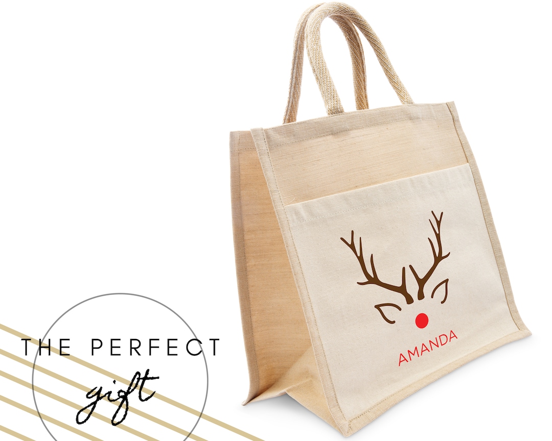 Personalized Christmas Tote Bag Custom Name Christmas Tote Bag Holiday ...