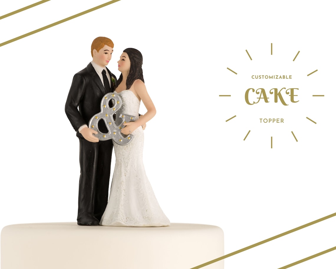 Personalized Wedding Cake Topper - Wedding Couple - Modern Wedding Cake ...