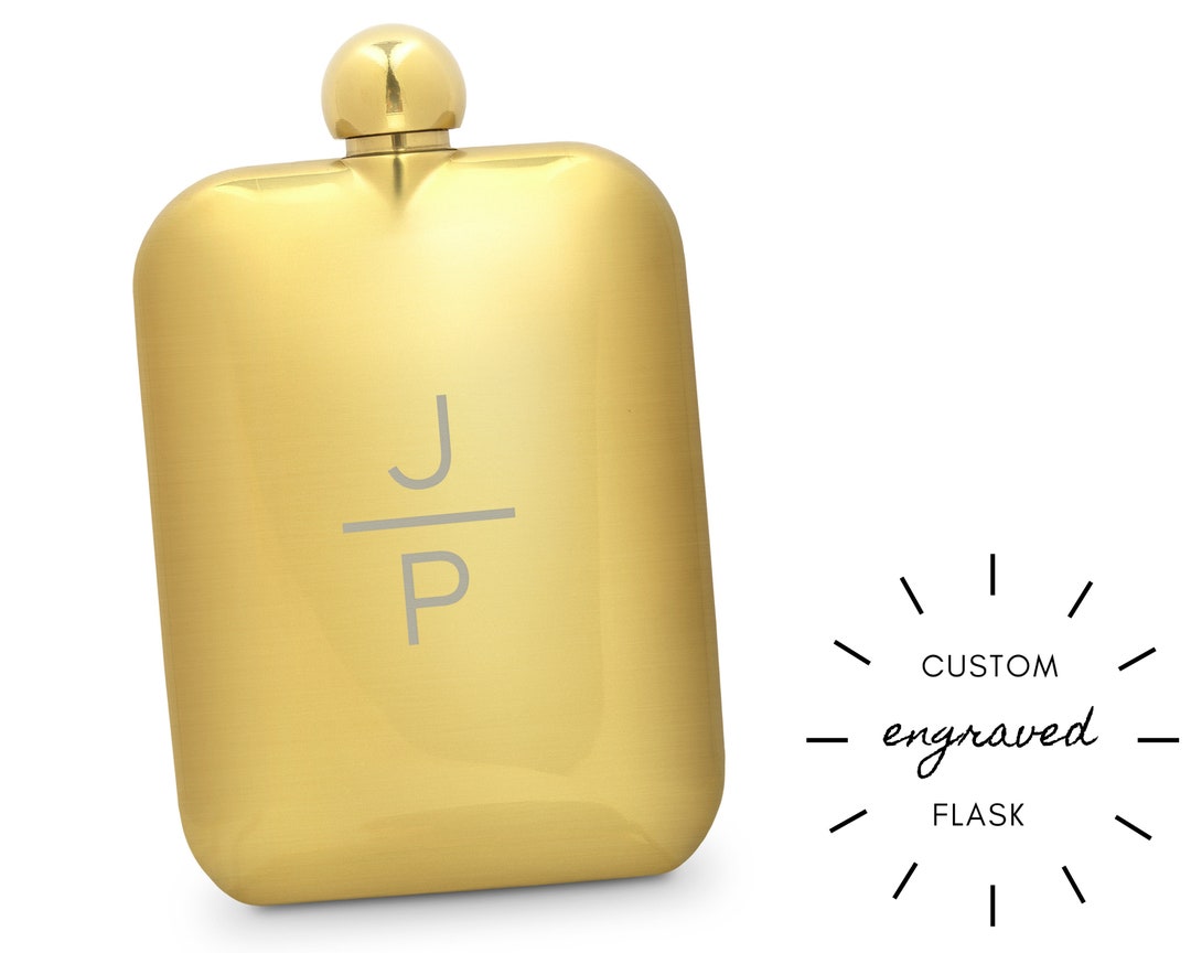 Personalized Gold Wedding Flasks - Custom Wedding Party Gift ...