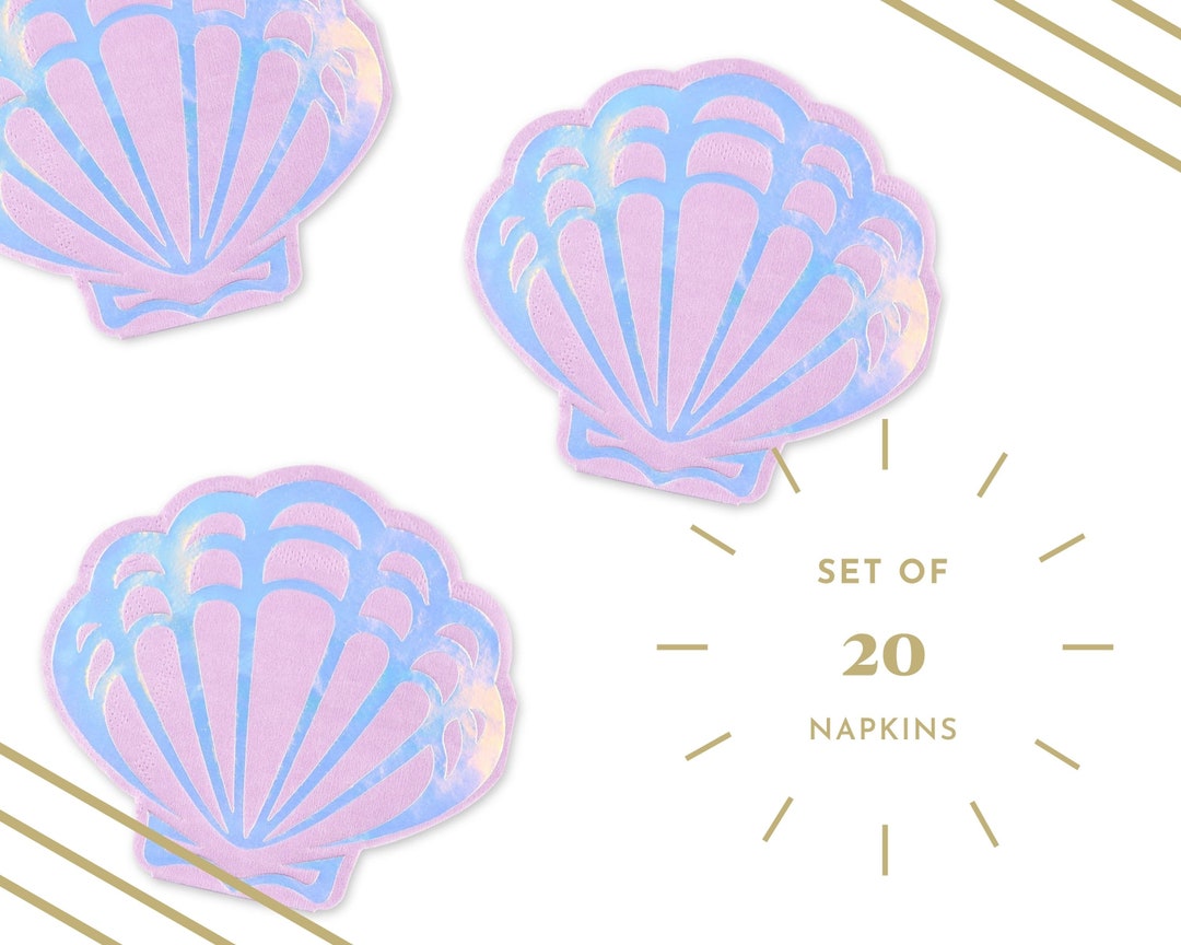 20 Piece Set of Seashell Shaped Napkins - Shell Shaped Paper Napkins ...