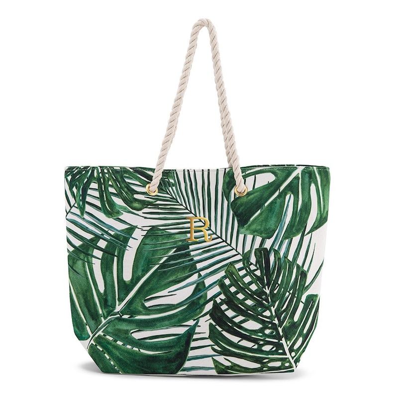 Palm Leaf Tote Bag Personalized Tote Bag Bride Gift - Etsy
