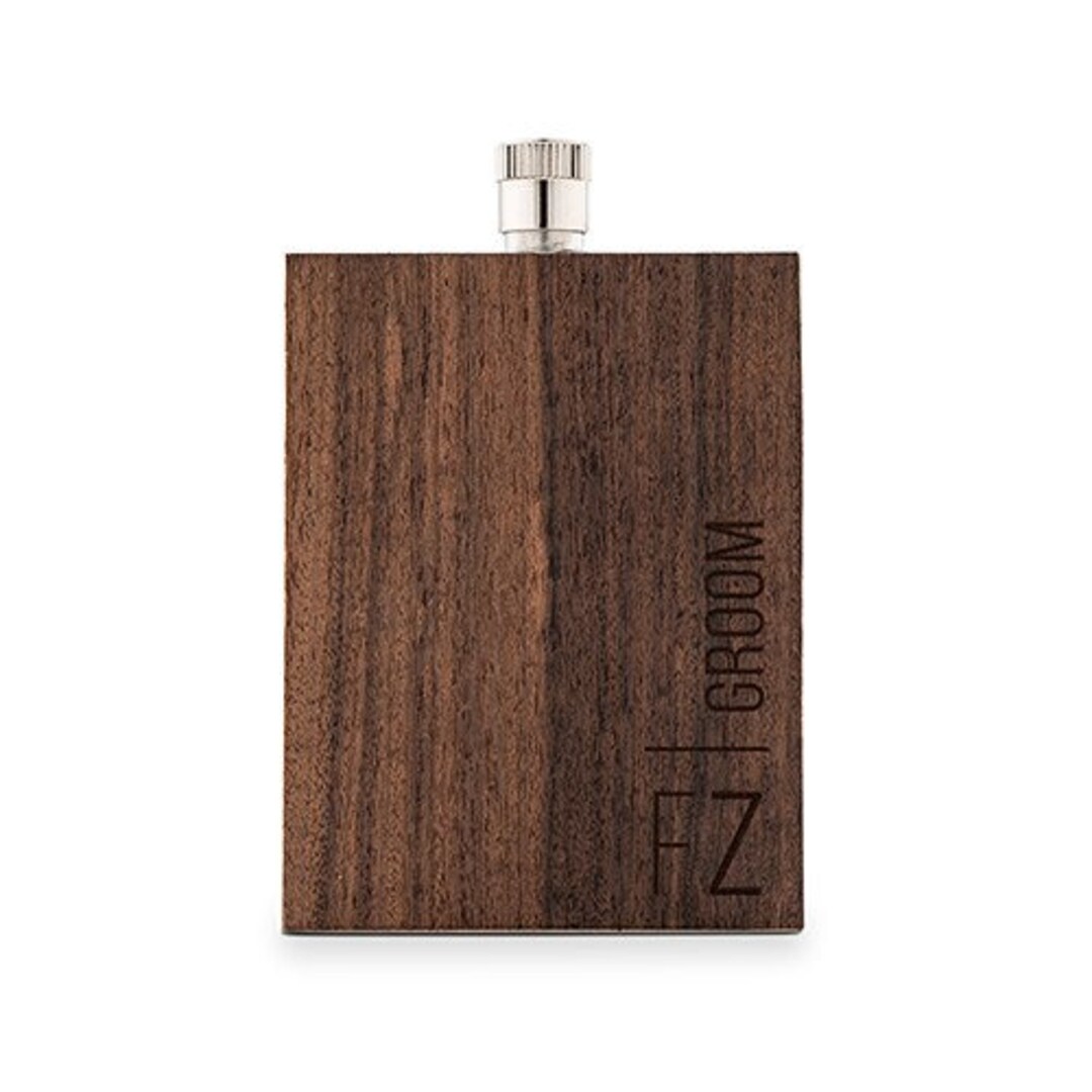 Wooden Personalized Flask Line and Initials Wood Hip Flask Engraved ...