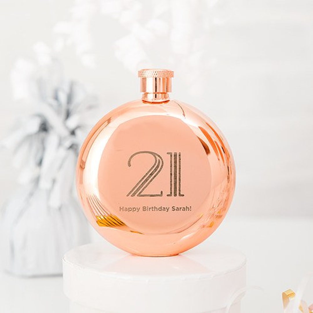 Rose Gold Custom Flask - Rose Gold Hip Flask - Engraved Flask ...