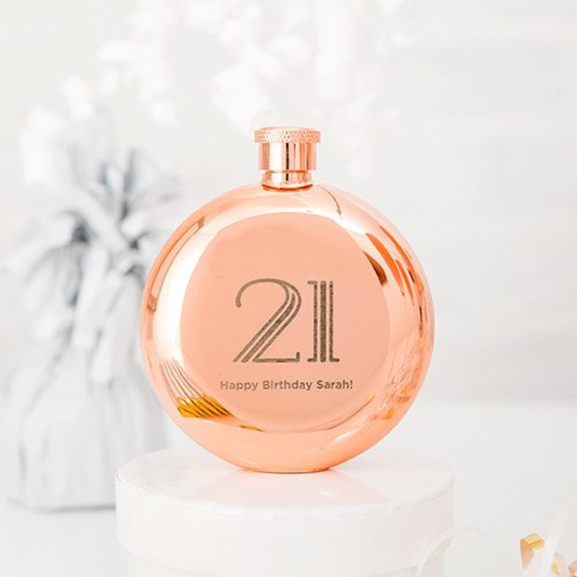 Rose Gold Custom Flask Rose Gold Hip Flask Engraved Flask | Etsy