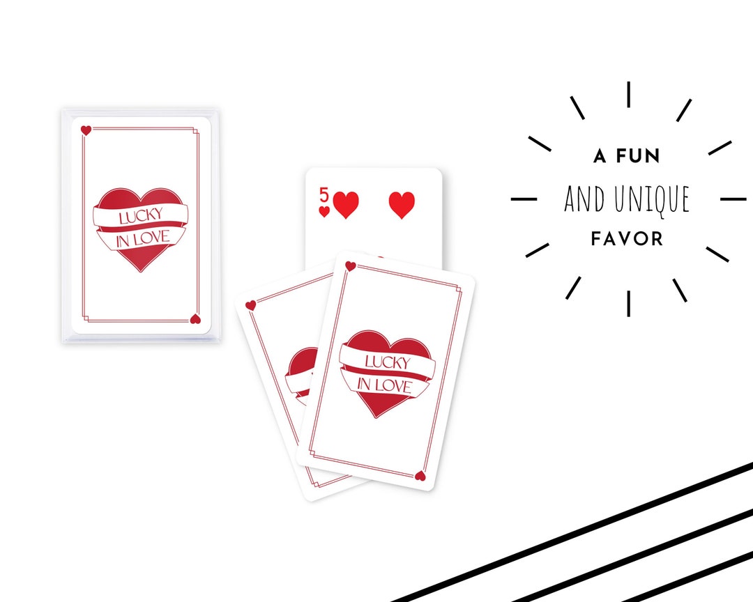 Unique Wedding Favor - Red Heart Playing Cards - Playing Card Favor ...