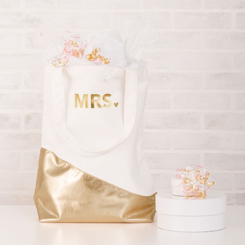 Custom Tote Bag Metallic Gold and White Printed Bag - Etsy