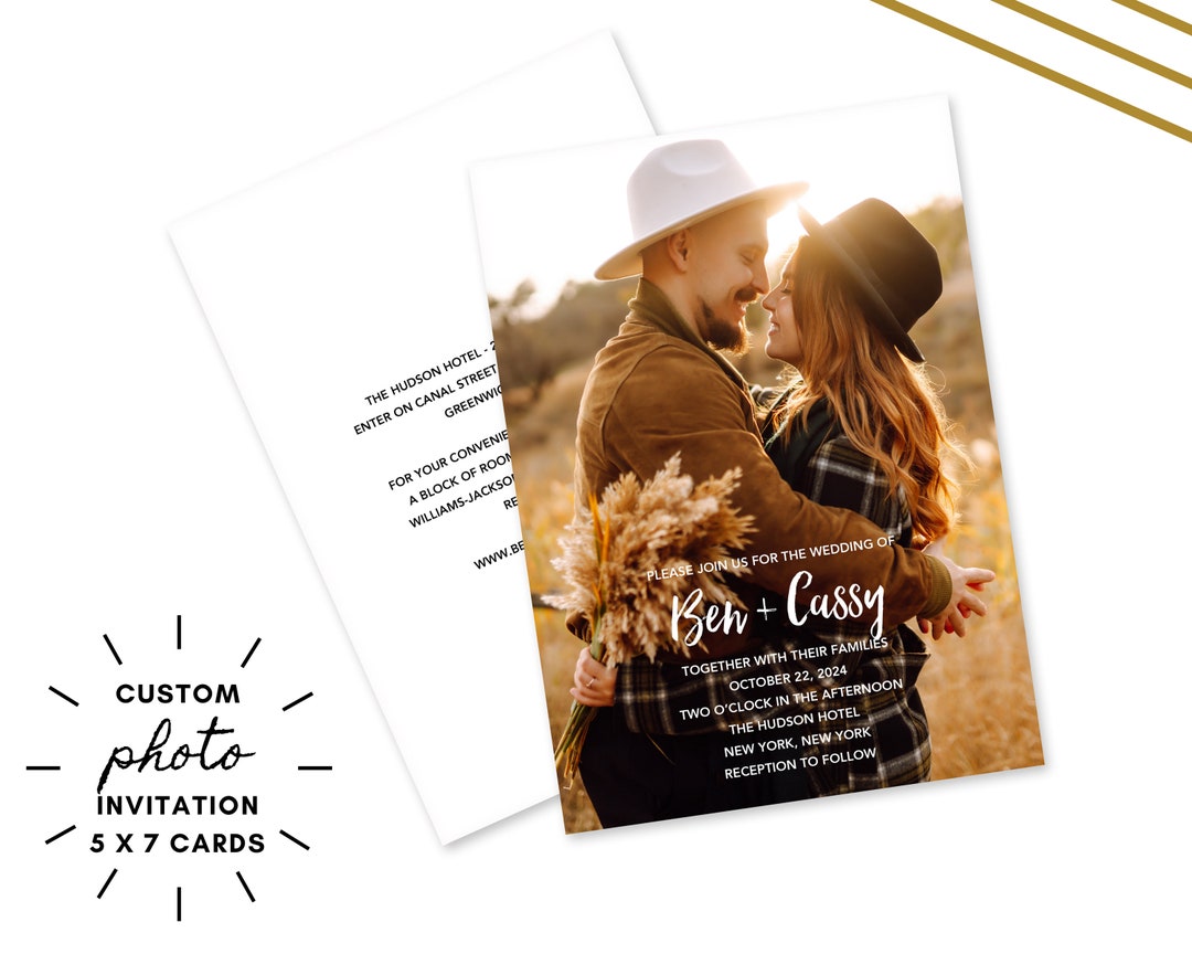 5x7 Personalized Photo Invitation Custom Minimalist Wedding - Etsy