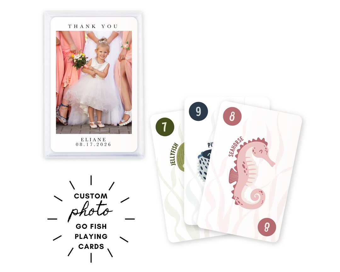 Custom Photo and 3 Lines of Text Go Fish Playing Cards - Kids Card Game ...