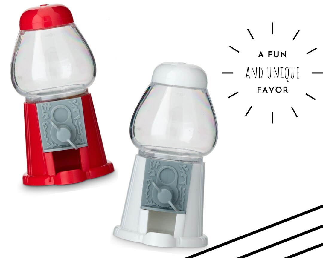 Gumball Dispenser Favor Container - Red Gumball Dispenser - White ...