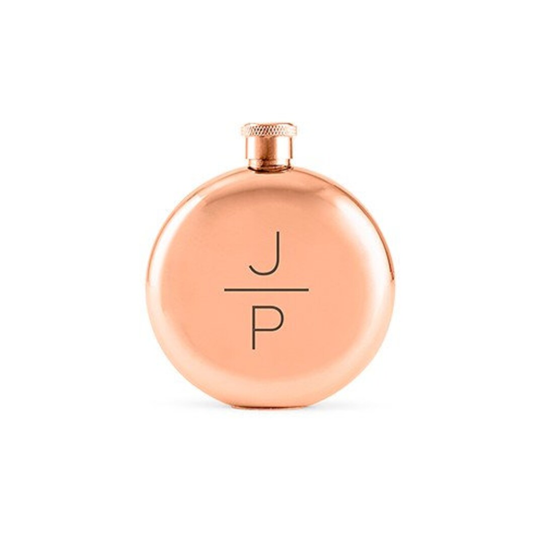 Personalized Flask - Rose Gold Monogram Flask - Unique Wedding Favor ...