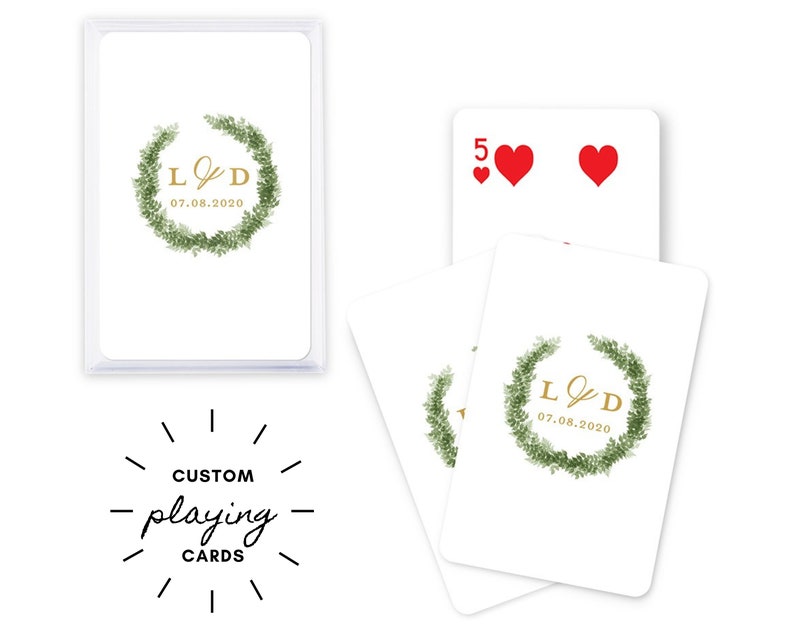 Personalized Playing Cards - Wreath - Botanical - Elegant Wedding ...