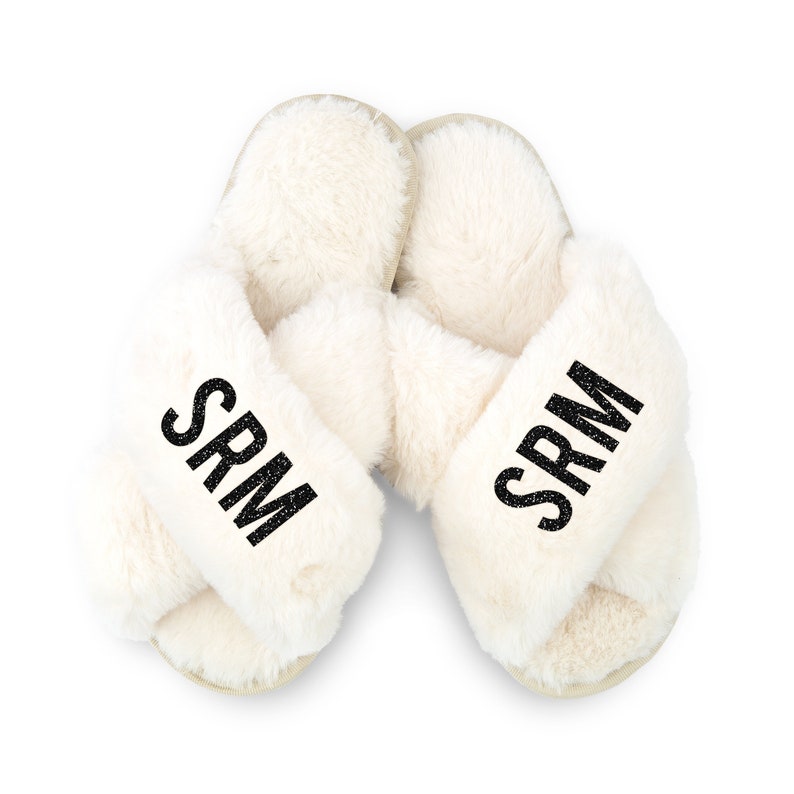 Custom Monogram Slide Slippers - Personalized Fuzzy Slippers - Women's ...
