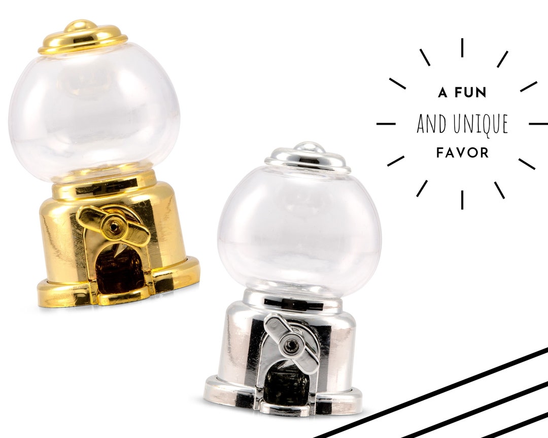 Gumball Dispenser Favor Container - Gold Gumball Dispenser - Silver ...