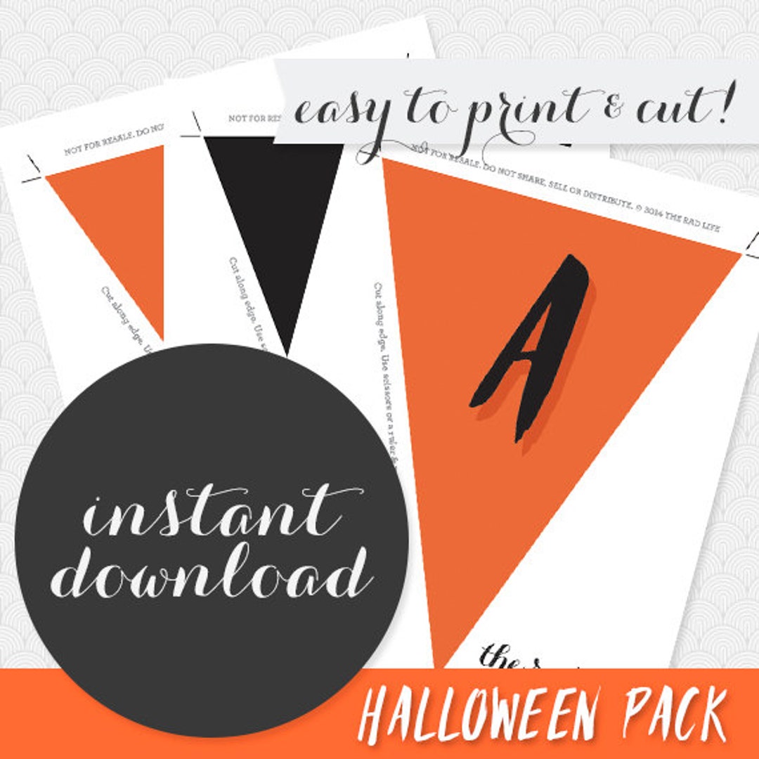Instant Download Digital Banner Halloween Pack Printable Alphabet ...