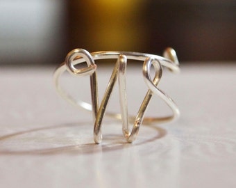 Initial C wire wrapped ring | Etsy