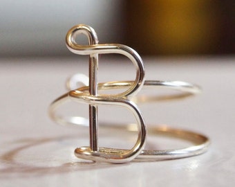 Initial J wire wrapped ring | Etsy