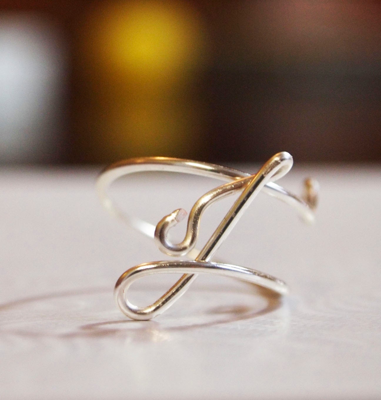 Initial J wire wrapped ring | Etsy