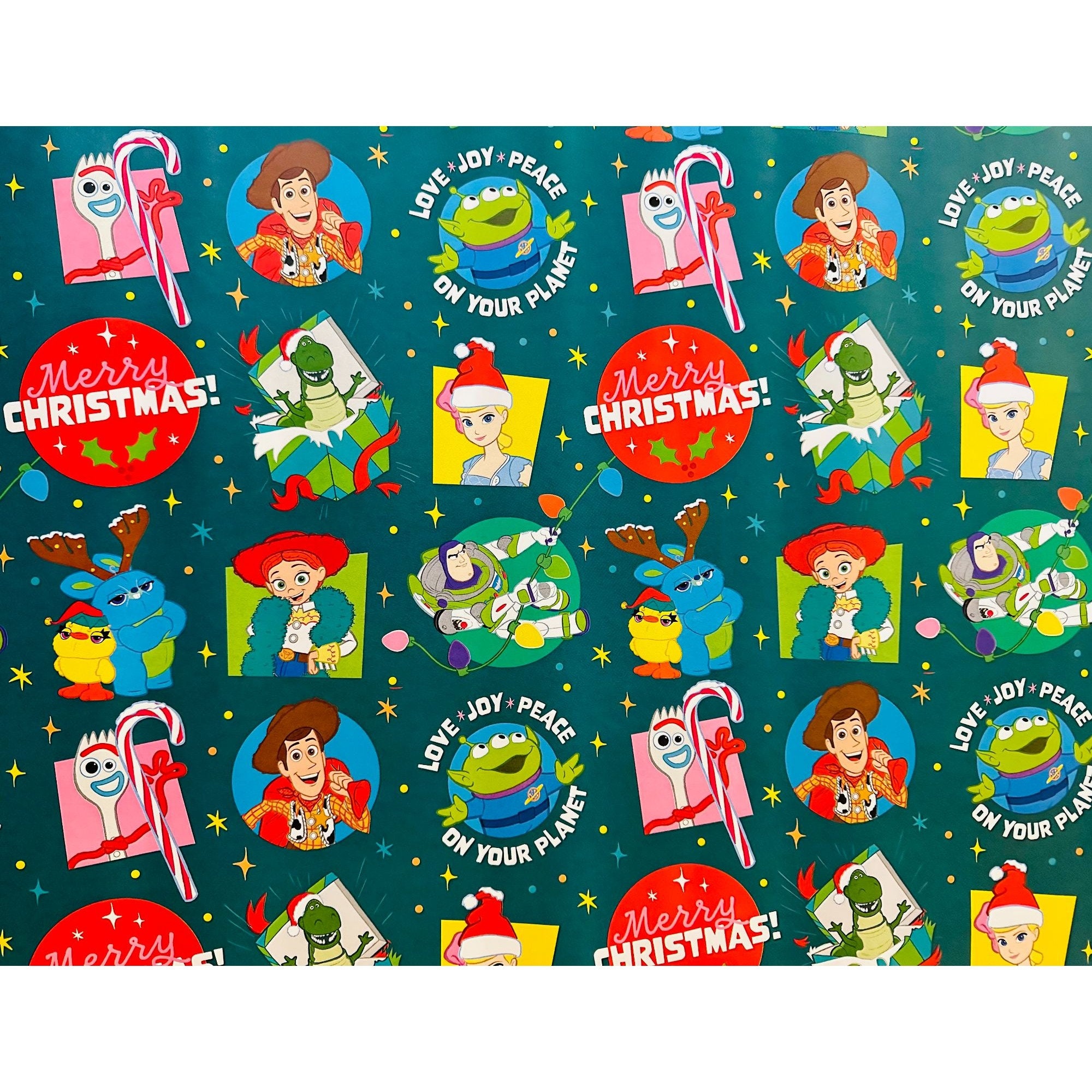Hallmark Wrapping Paper Christmas Disney Toy Story Pixar Green 30 Sq Ft ...
