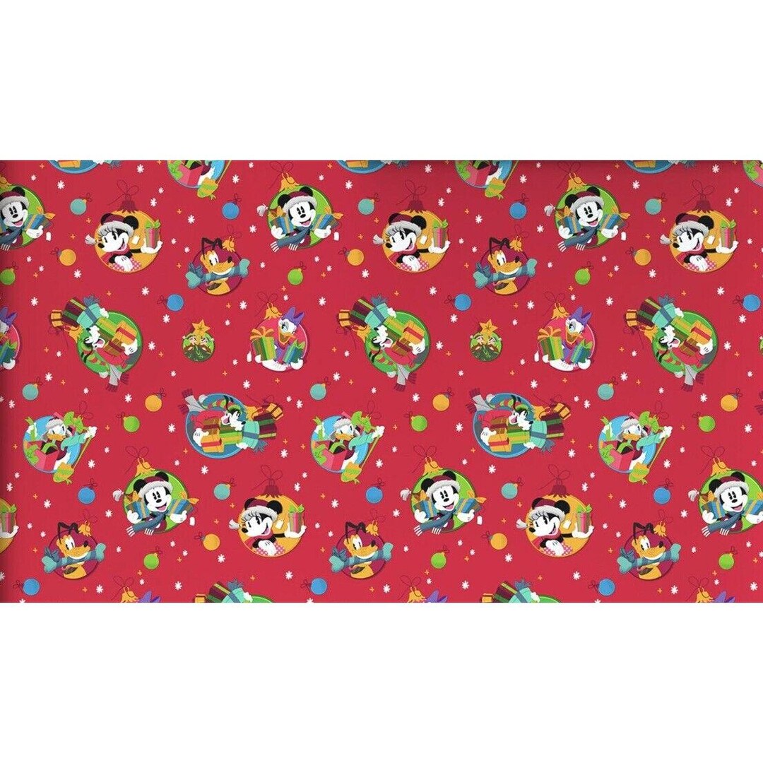 Hallmark Wrapping Paper Christmas Disney Mickey Mouse and Friends Red ...