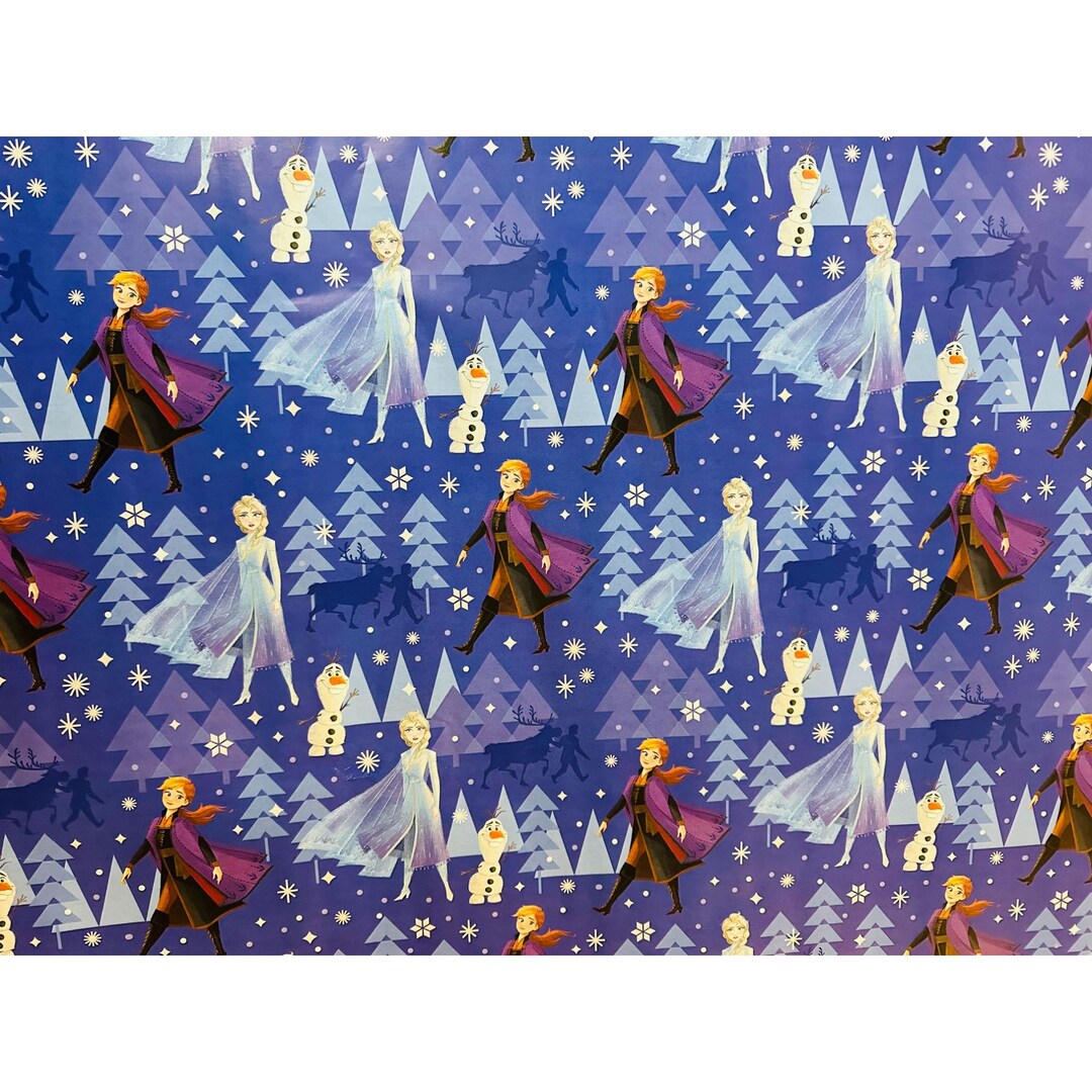 Hallmark Wrapping Paper Christmas Frozen Olaf Elsa Anna Blue 30 Sq Ft ...