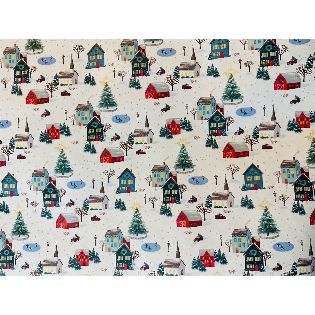 Hallmark Wrapping Paper Christmas Houses Village Snow Scene 40 - Etsy