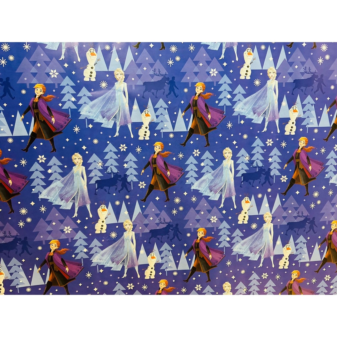 Hallmark Wrapping Paper Christmas Frozen Olaf Elsa Anna Blue 30 Sq Ft ...