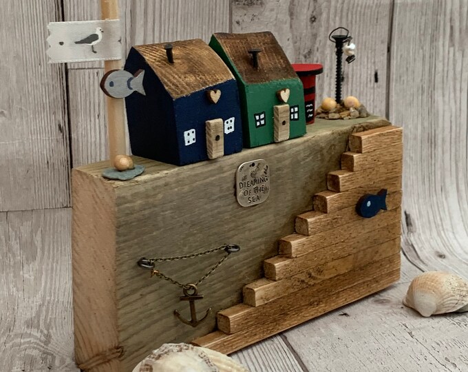 Coastal Harbour Front on a Wooden Base With Post Box - Etsy