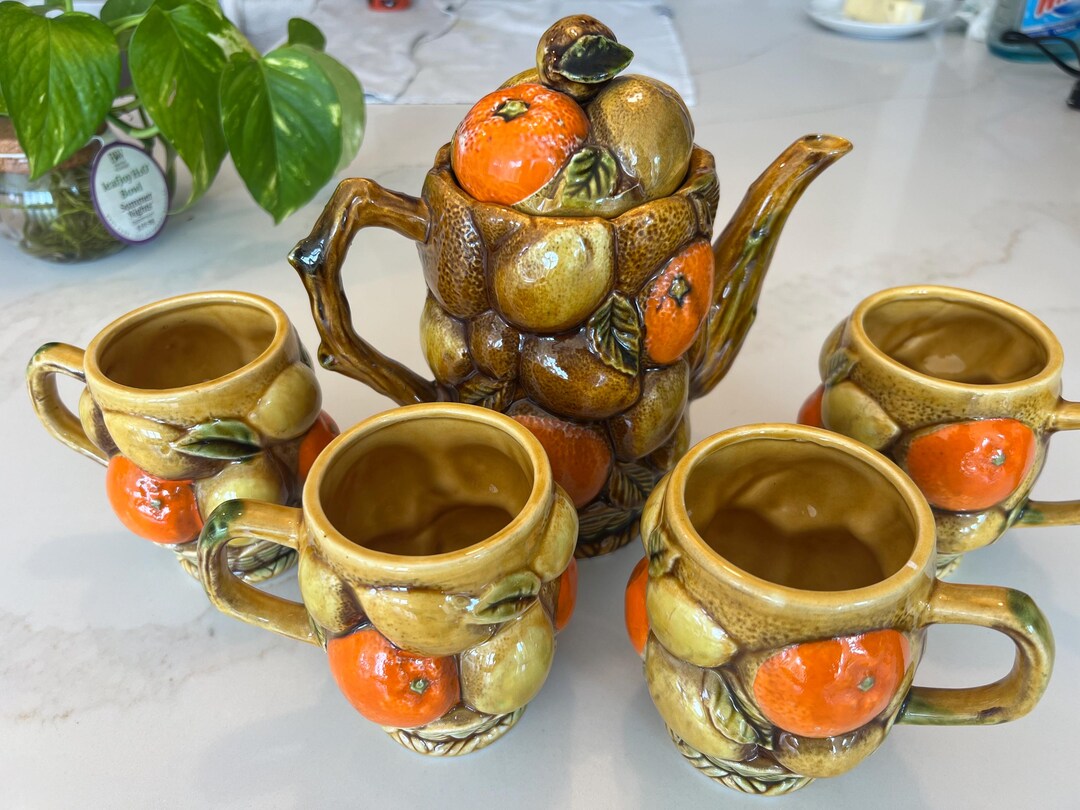 Vtg. 1960’s Fruit Basket Orange Spice Retro Coffee Mugs and Coffee/tea ...