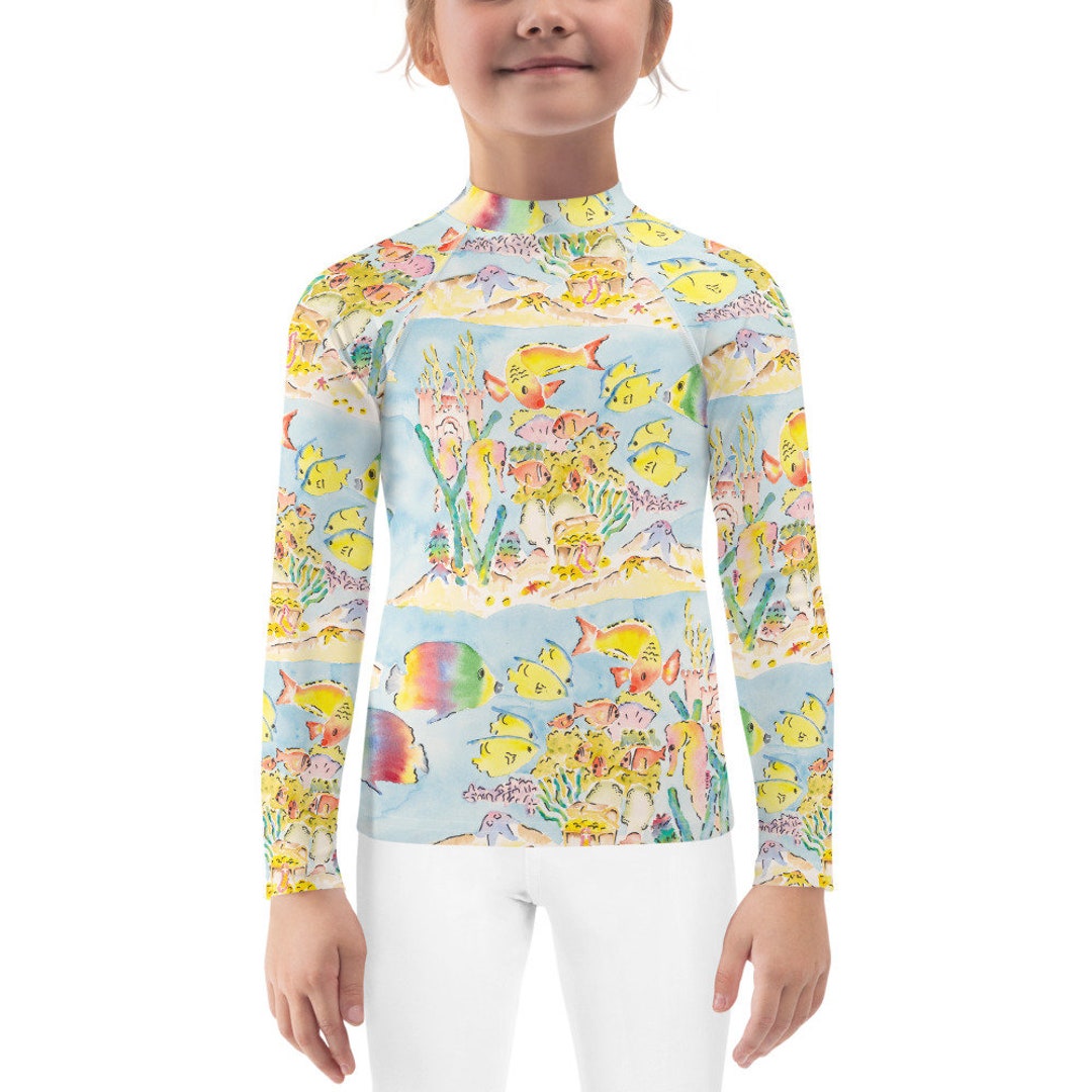 Coral Print Kids Rash Guard - Etsy