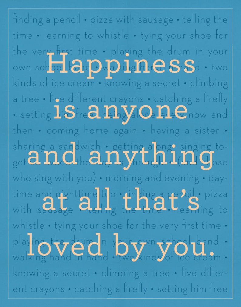 Happiness Typography Poster With Lyrics, Broadway Quote, Musical Poster ...