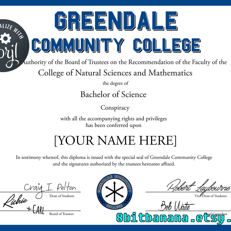 Greendale Community College - Etsy