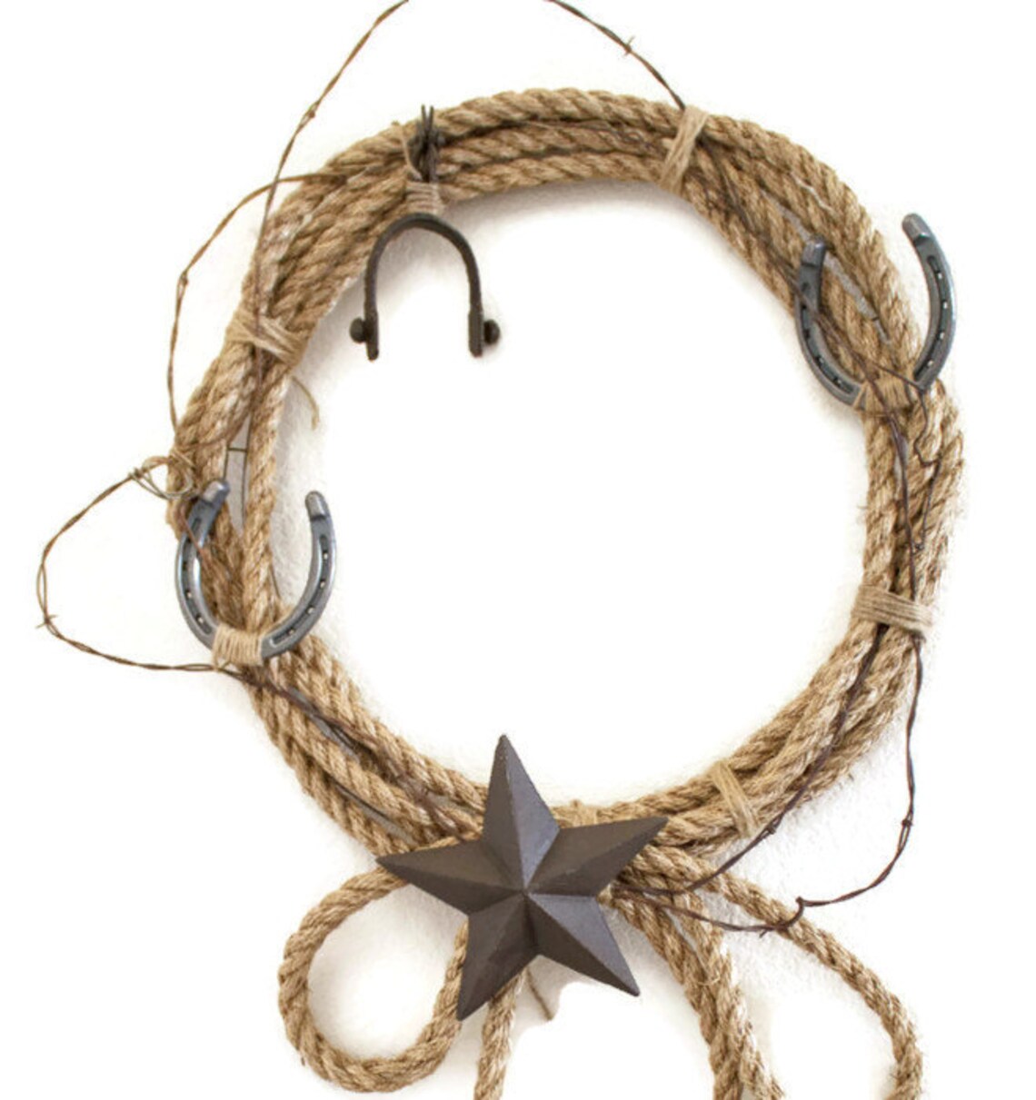 Western Style Rope Barbed Wire and Spurs Wreath - Etsy