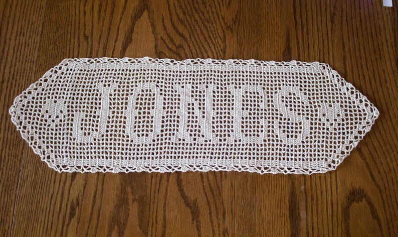 Filet Crochet Last Name Doily for Wedding Anniversary Gift - Etsy