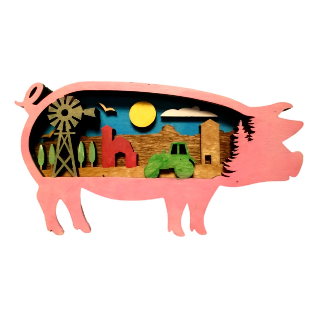 Wooden Pig Farm Decor - Etsy