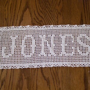 Filet Crochet Last Name Doily for Wedding Anniversary Gift - Etsy