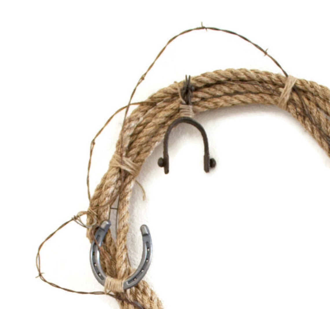 Western Style Rope, Barbed Wire and Spurs Wreath - Etsy