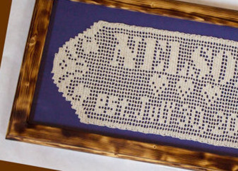 Personalized Crochet Name Doily With Burnt Wood Frame, Anniversary Gift ...