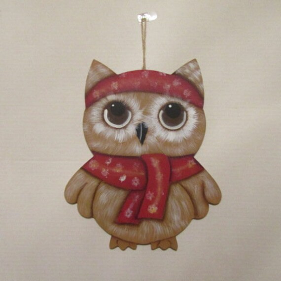 Owly Door Hanger Snow Owl Welcome Interior Art. Christmas Gifts White ...