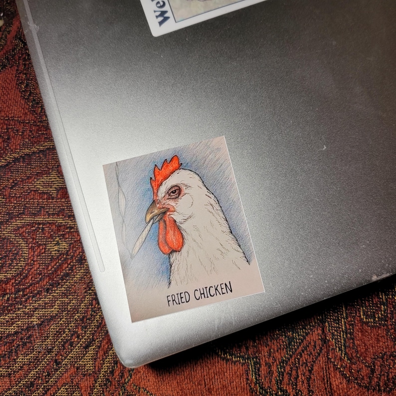 Funny Fried Chicken Vinyl Sticker - Waterproof Laptop Decal - Etsy