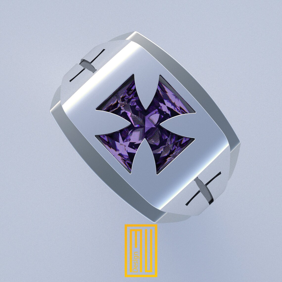 Knights Templar Ring With Amethyst Gemstone 925k Sterling - Etsy