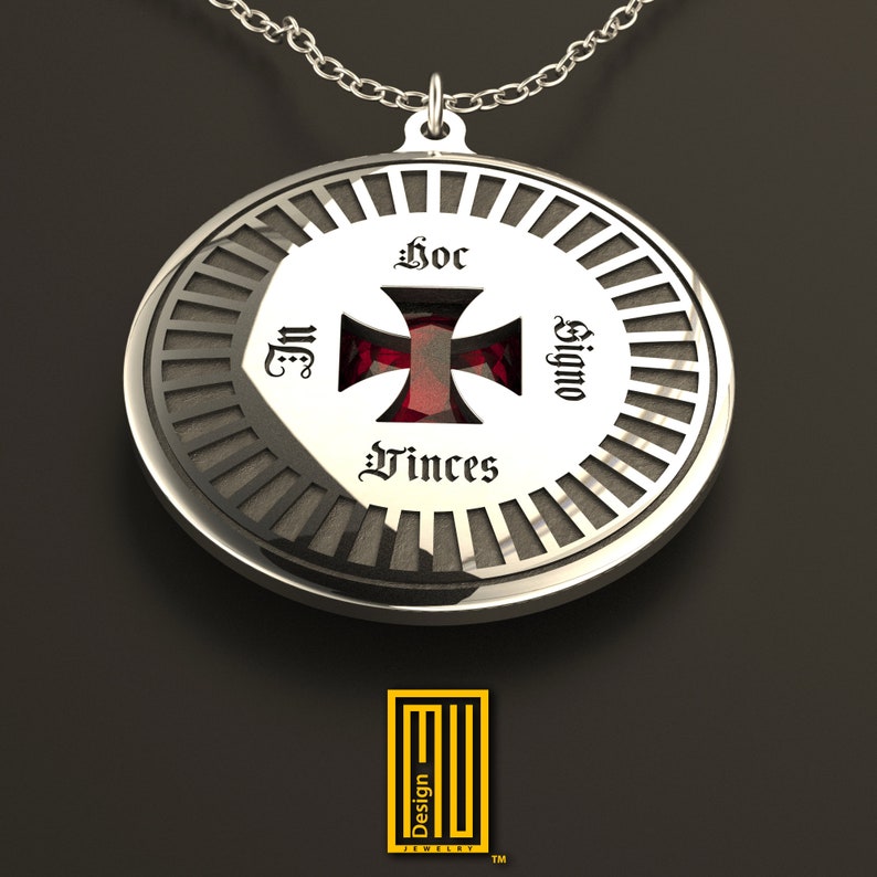 Knights of Templar Pendant With Special Cut Imitation Ruby | Etsy