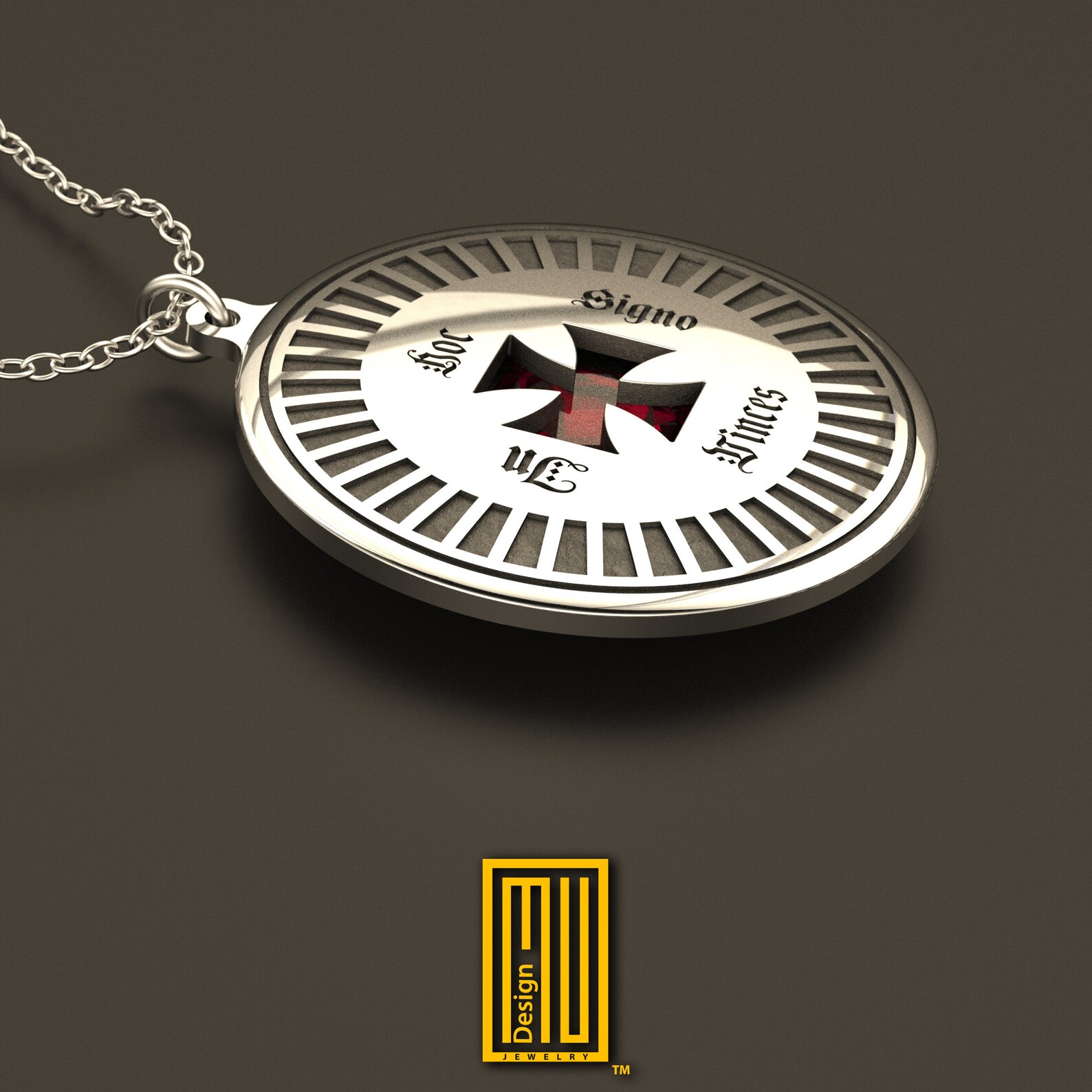 Knights of Templar Pendant With Special Cut Imitation Ruby | Etsy