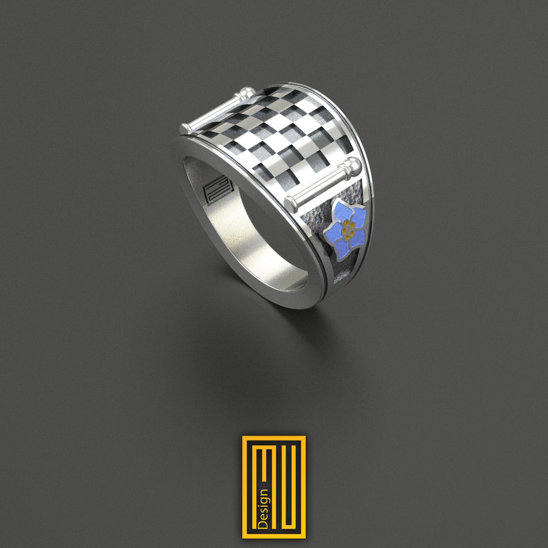 Masonic Ring Forget Me Not Flower With Enamel - Etsy
