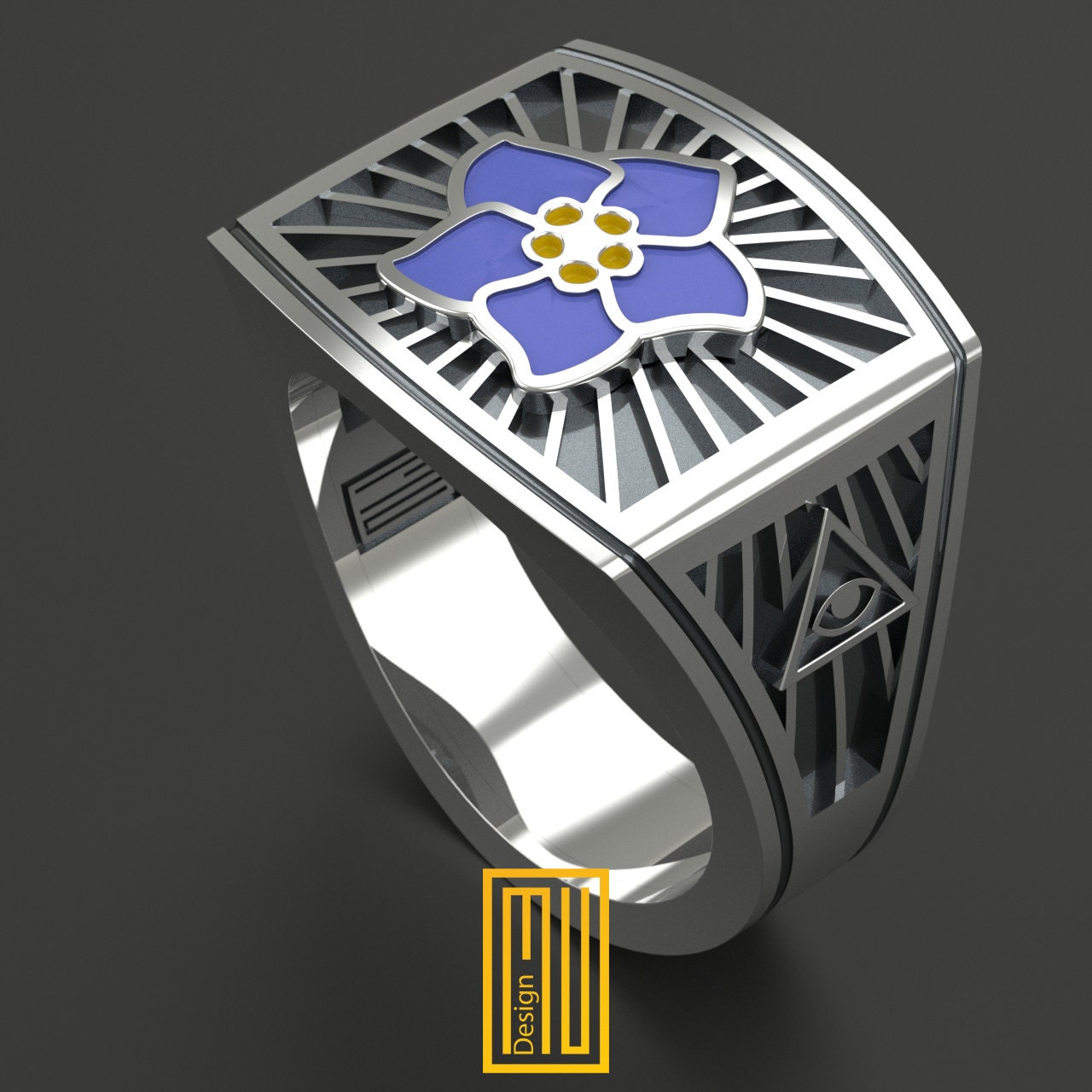 Forget Me Not Ring With Enamel - Etsy