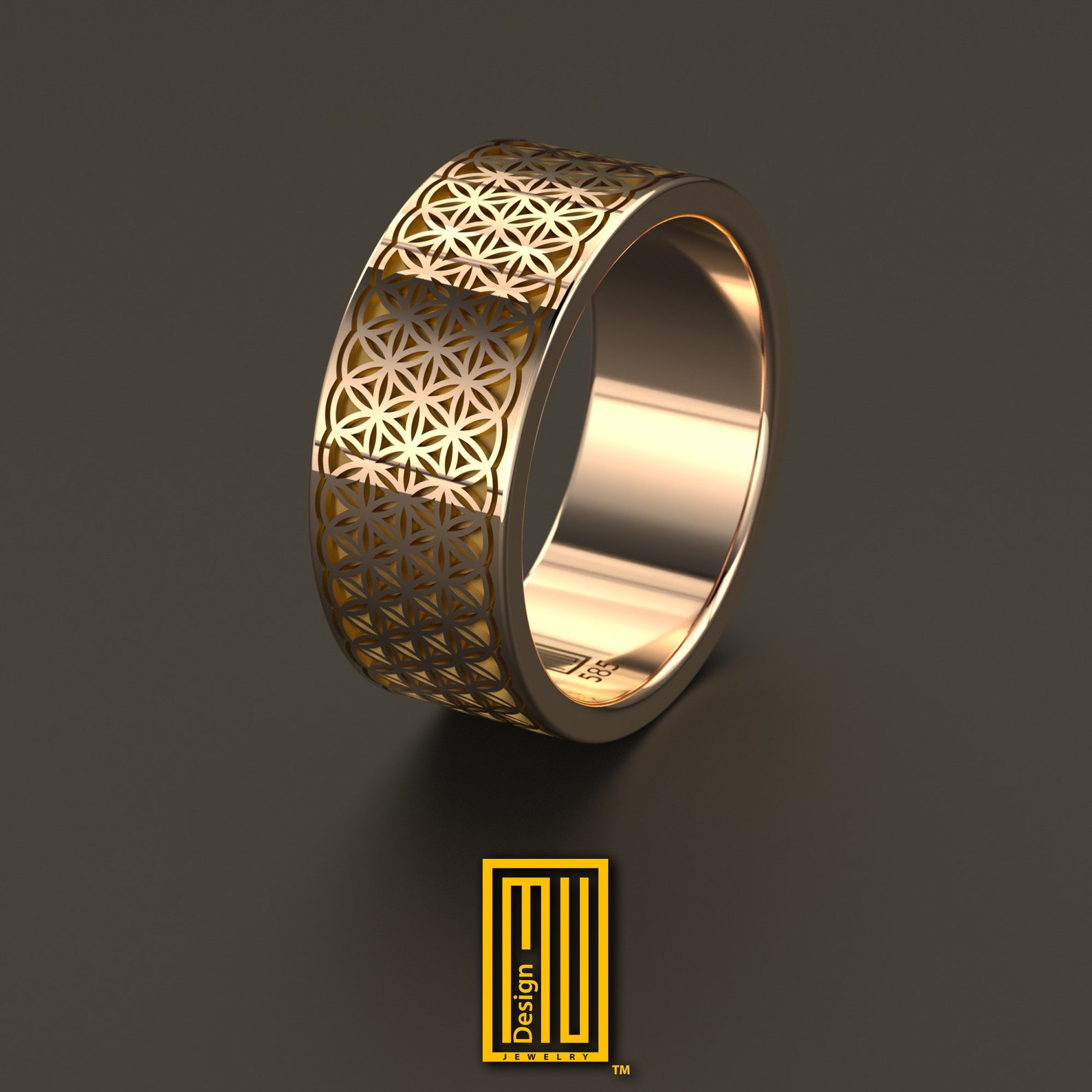 Ring With Flower of Life Pattern - Etsy