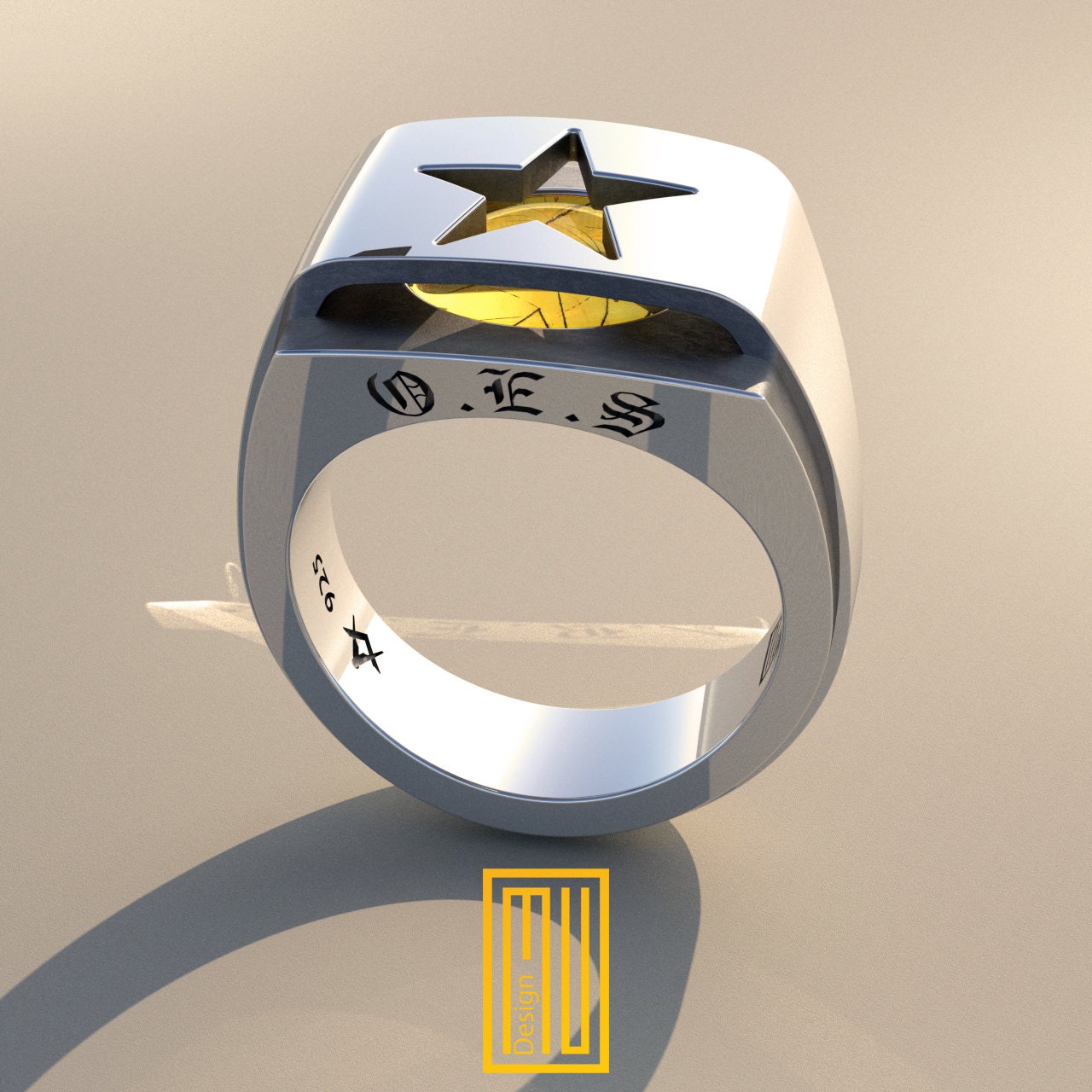 OES Order of Eastern Star Ring With Amber Gemstone - Etsy