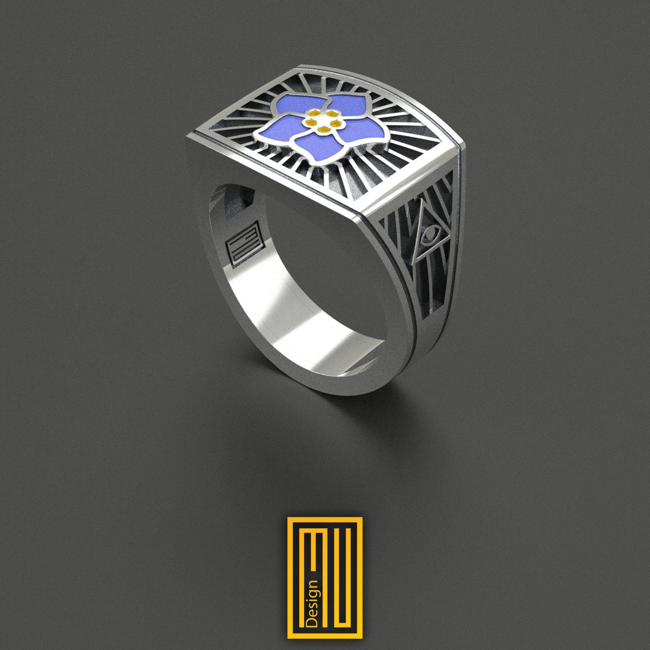 Forget Me Not Ring with Enamel