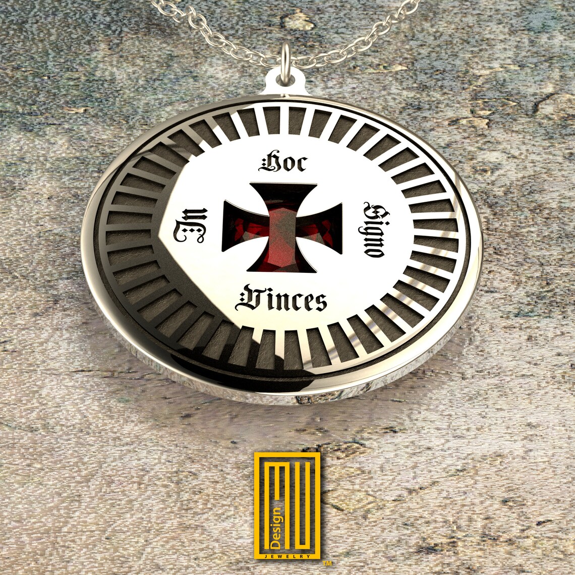 Knights of Templar Pendant With Special Cut Imitation Ruby | Etsy