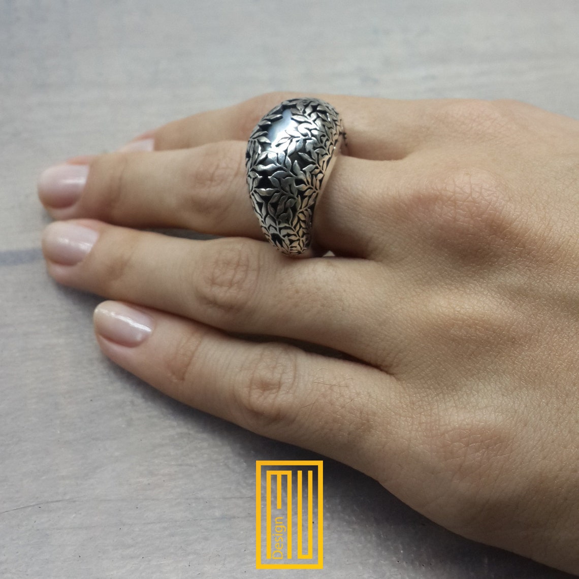 Acacia Dome Ring 925K Sterling Silver | Etsy